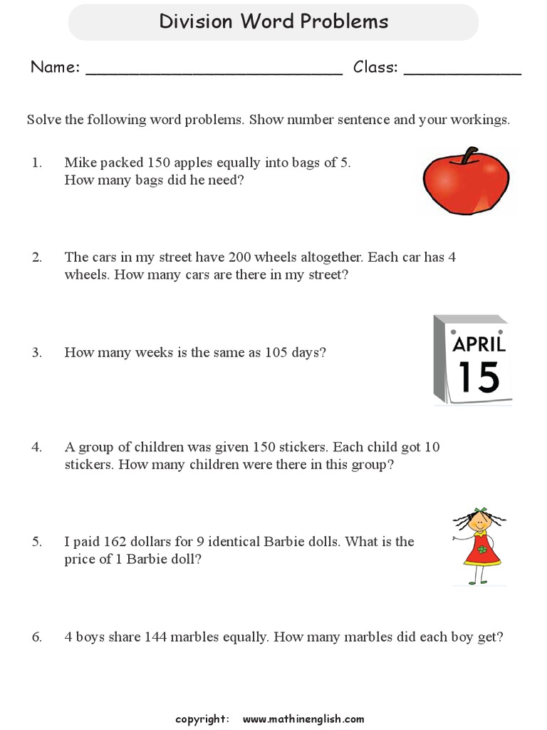 Division Word Problems | PDF