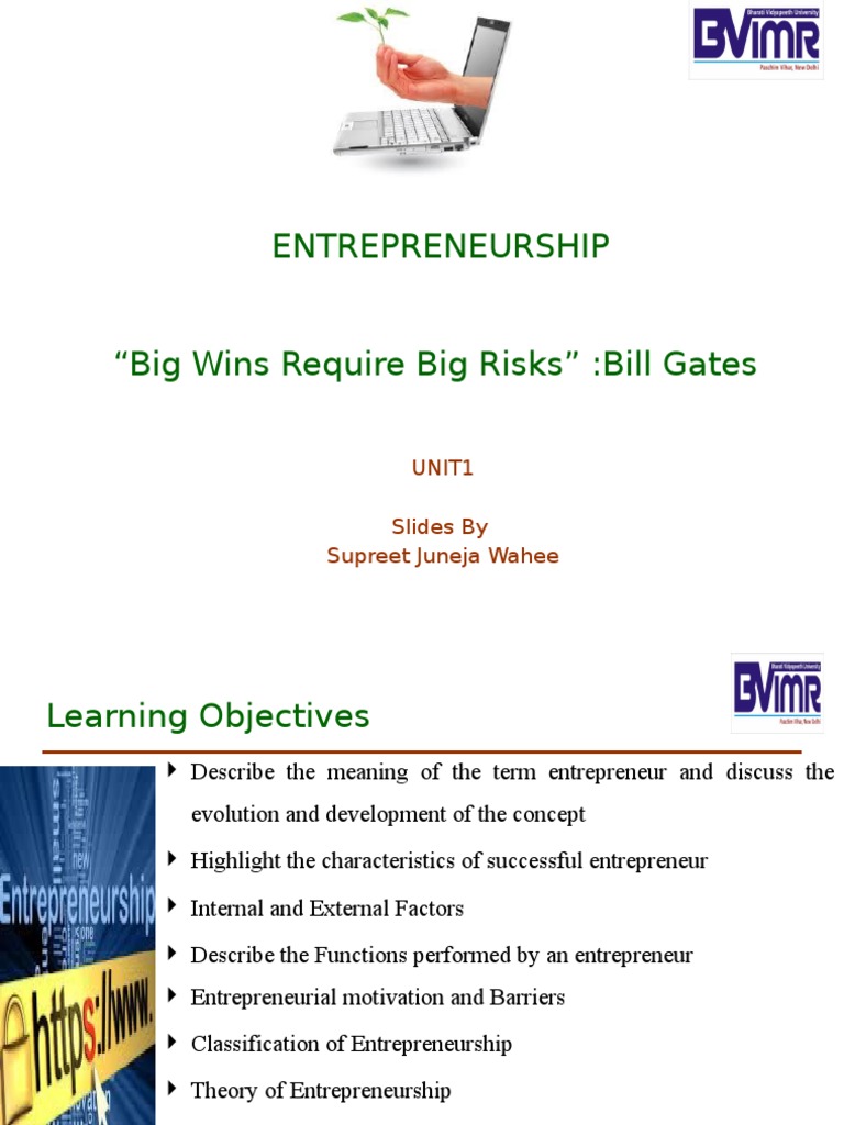 Ed Unit 1 | PDF | Entrepreneurship | Factors Of Production