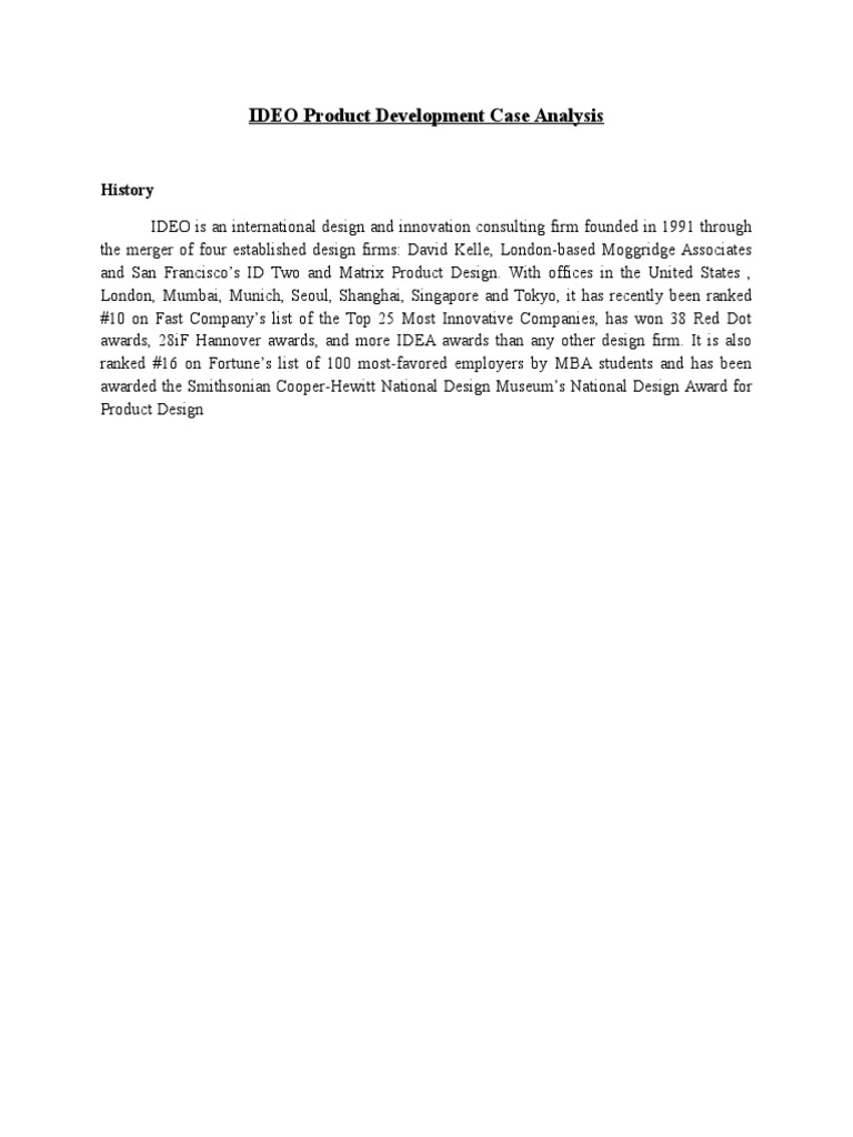 IDEO Product Development Case Analysis | PDF