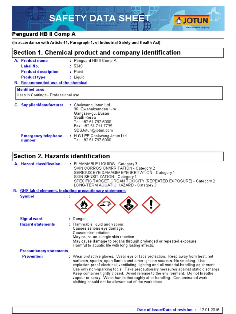 Penguard HB II Comp A | Download Free PDF | Toxicity | Firefighter