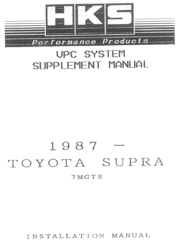Hks VPC Manual 7mgte | PDF