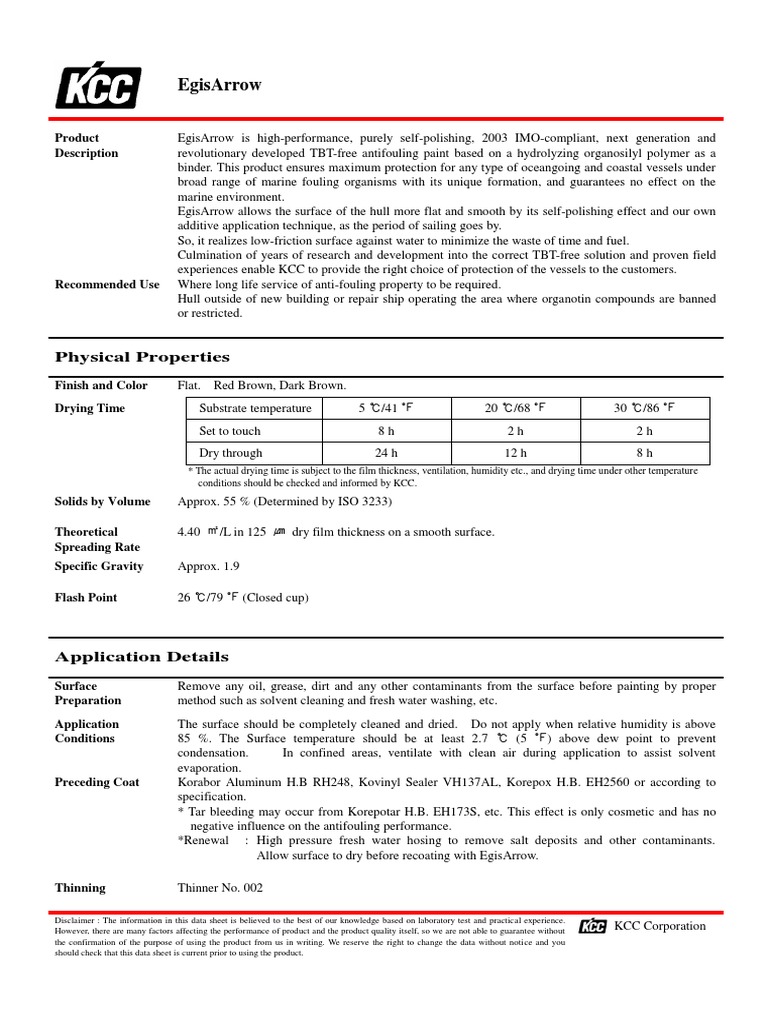KCC DataSheet EgisArrow (Eng) | PDF | Paint | Water