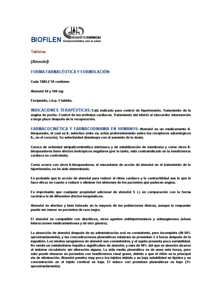 BIOFILEN | PDF | Medicamentos con receta | Hipertensión