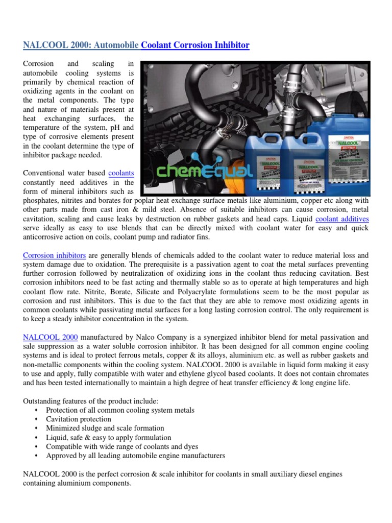 NALCOOL 2000: Advanced Coolant Inhibitor | PDF | Corrosion | Redox