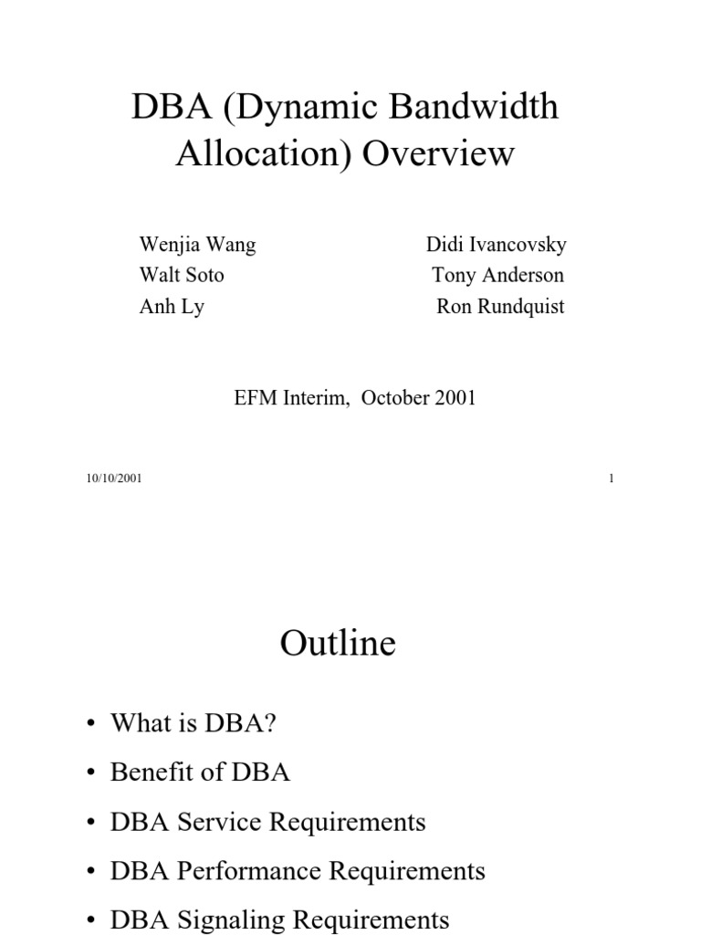 DBA (Dynamic Bandwidth Allocation) Overview | PDF | Bandwidth (Computing) | Telecommunications ...