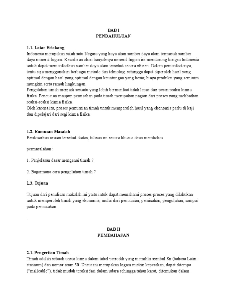Pengolahan Timah | PDF | Sains & Matematika
