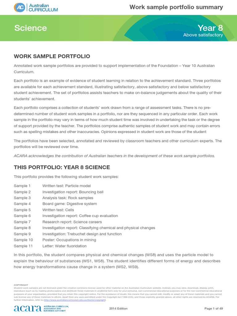 Year 8 Science Portfolio Above | Scientific Method | Experiment