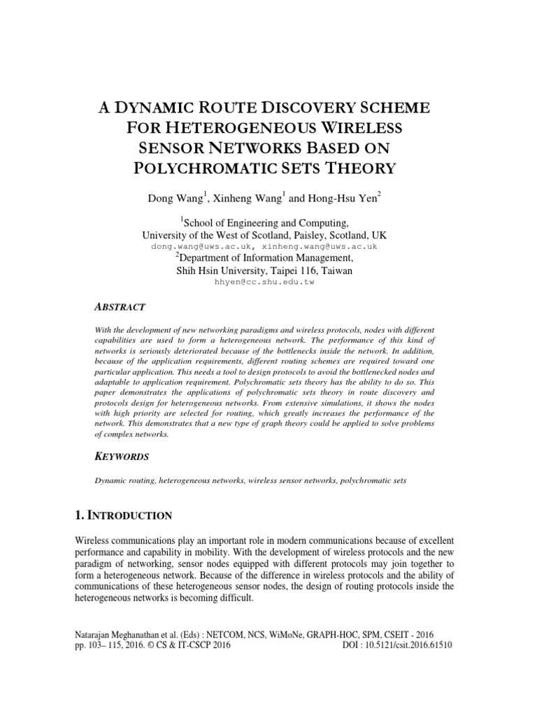 A Dynamic Route Discovery Scheme For Heterogeneous Wireless Sensor Networks Based On 