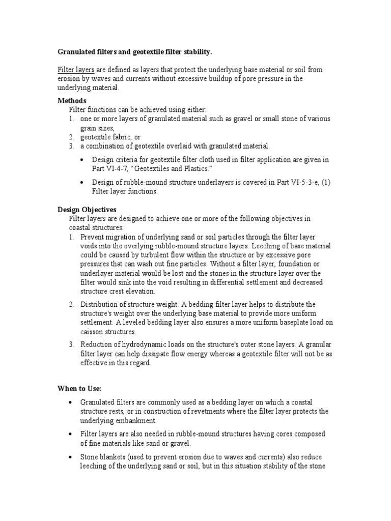 Design Considerations and Failure Modes of Granulated Filter Layers in ...