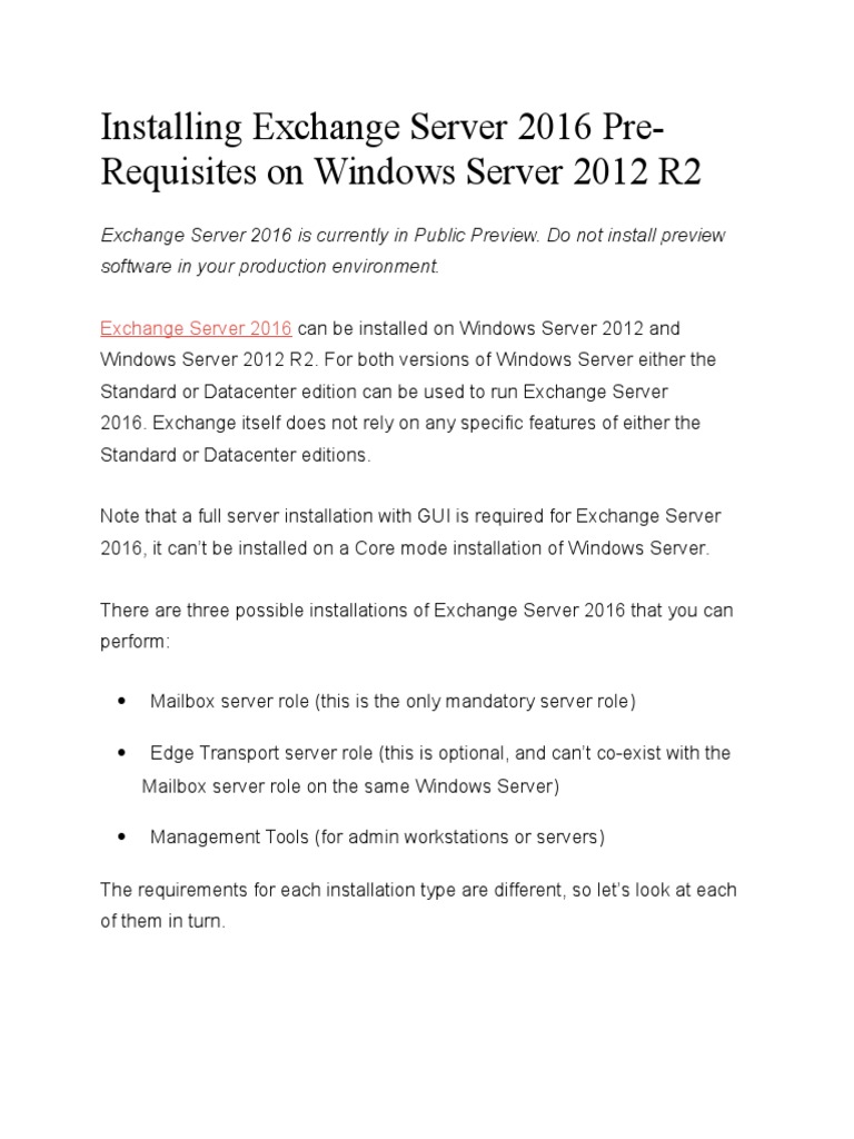 Installing Exchange Server 2016 Pre | PDF | Active Directory ...
