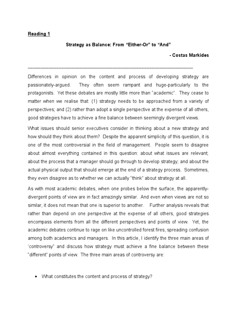 Strategy As Balance | PDF | Strategic Management | Competence (Human ...