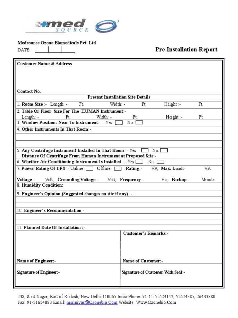 Pre-Installation Report | PDF