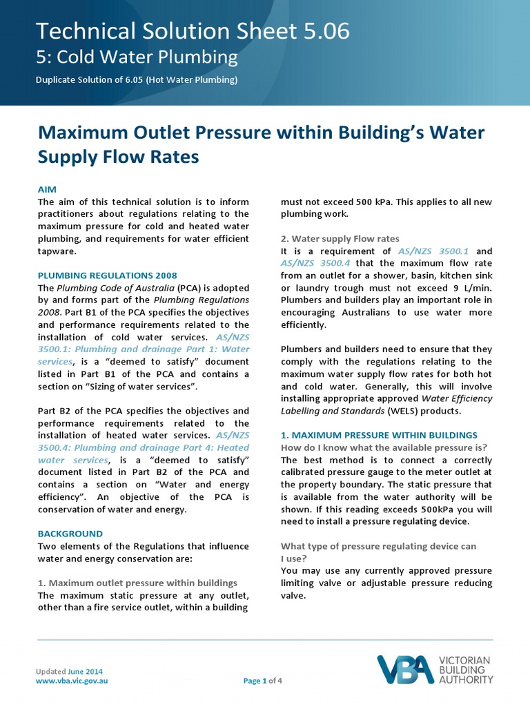Cold Water Plumbing Regulations Guide | PDF | Tap (Valve) | Valve