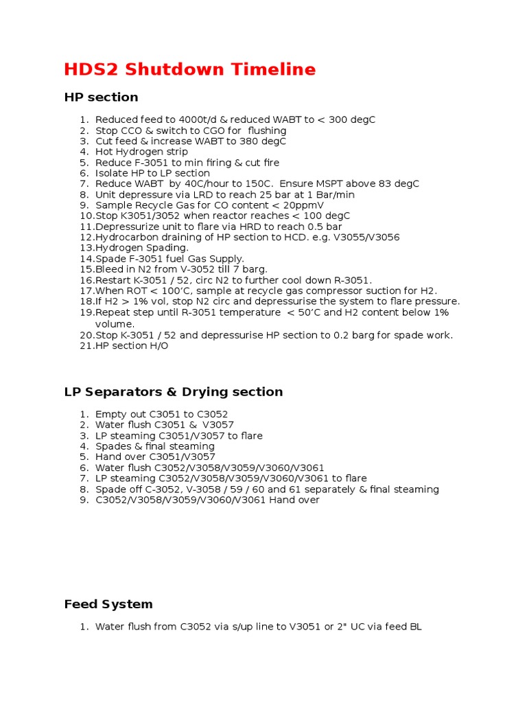 HDS2 Shutdown Timeline | PDF