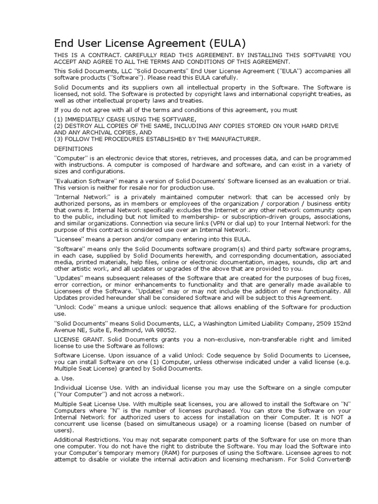 End User License Agreement (EULA) | PDF