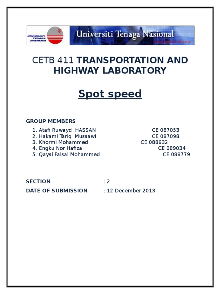 Lab 2 - Spot Speed | PDF | Percentile | Traffic