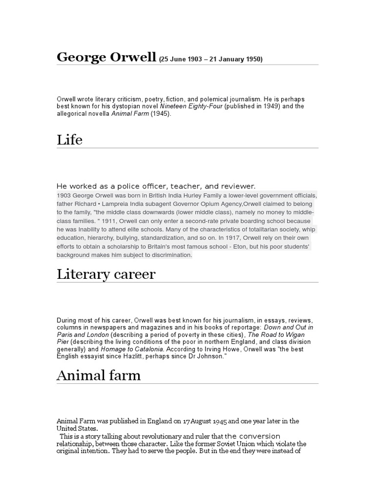 George Orwell: He Worked As A Police Officer, Teacher, and Reviewer ...
