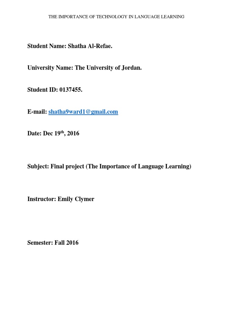 The Importance of Technology On Language Learning | PDF | Educational ...