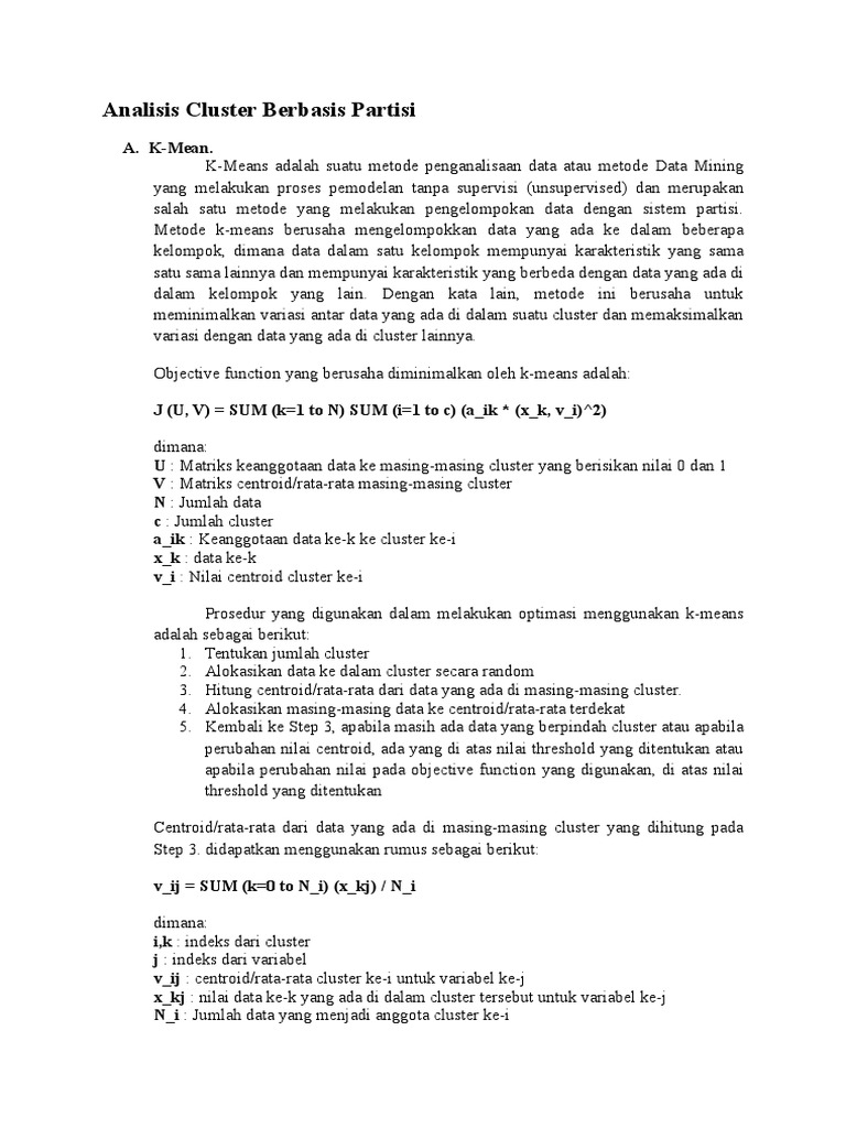 Analisis Cluster Berbasis Partisi | PDF | Metode & Bahan Ajar | Komputer