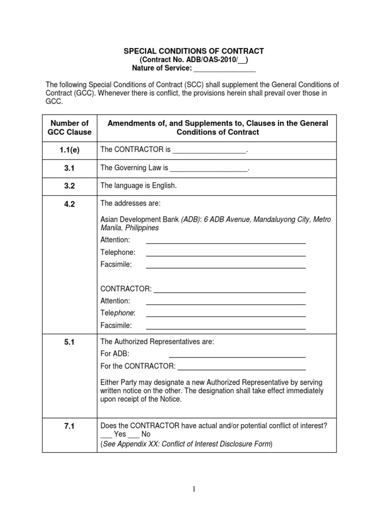Special Conditions of Contract Overview | PDF | Asian Development Bank ...