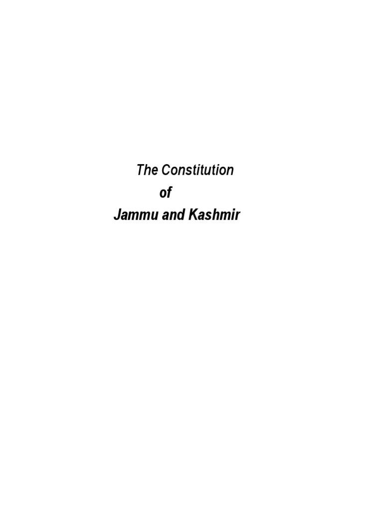 Of Jammu and Kashmir: The Constitution | PDF