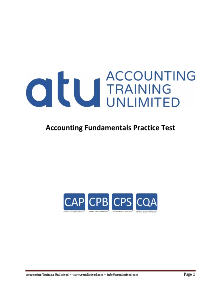 Accounting Fundamentals Practice Test | PDF | Debits And Credits ...