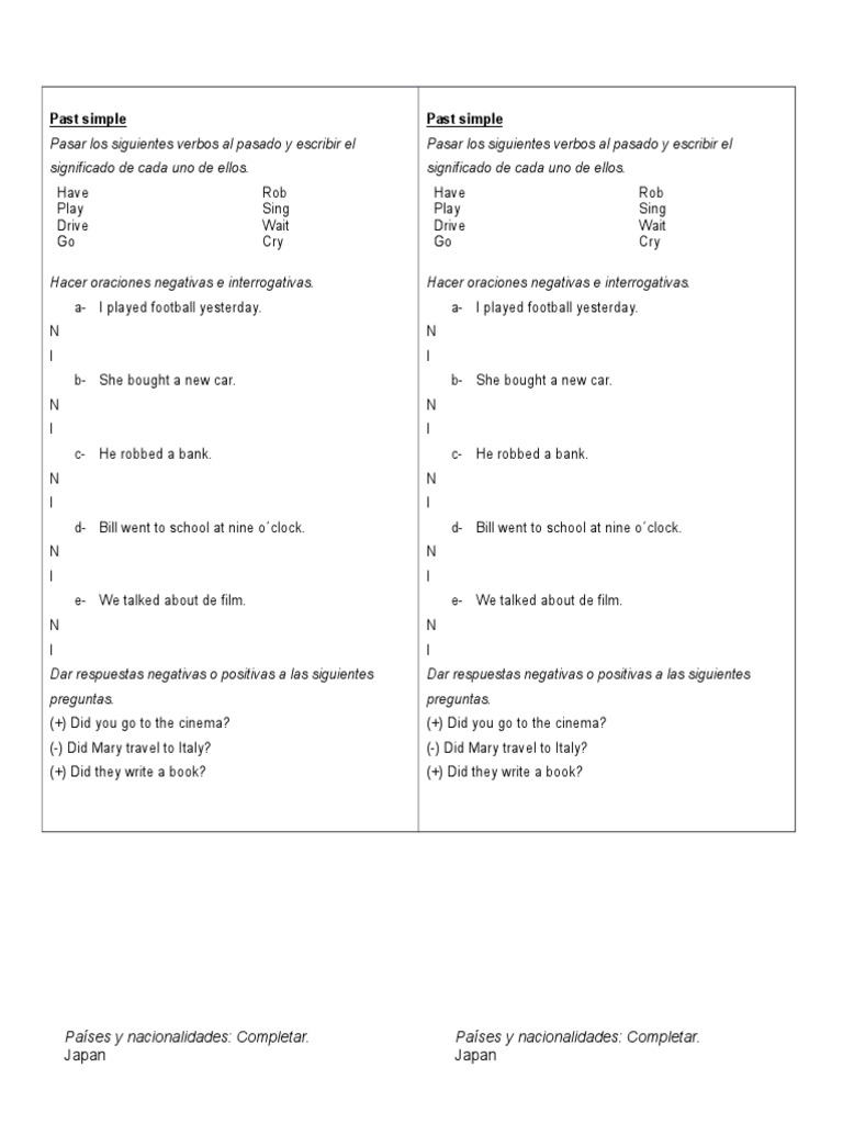 Past Simple 2do | PDF