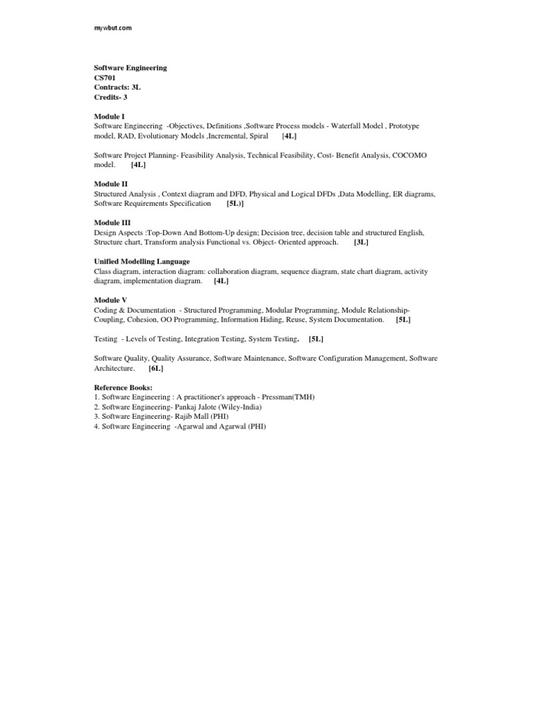 Software Engineering Syllabus | PDF