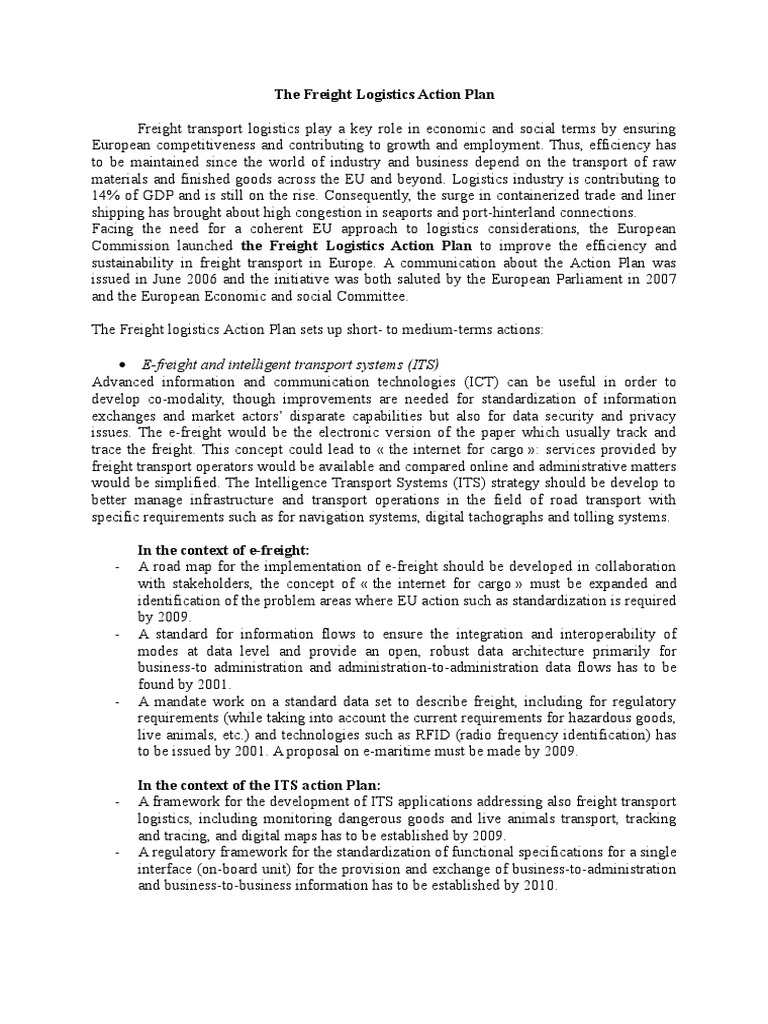 Freight Logistics Action Plan | Transport | Cargo