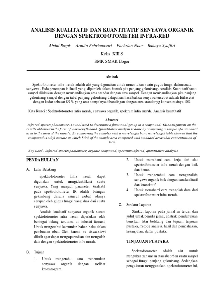 Jurnal Analisis Kualitatif Dan Kuantitatif Senyawa Organik Dengan FTIR