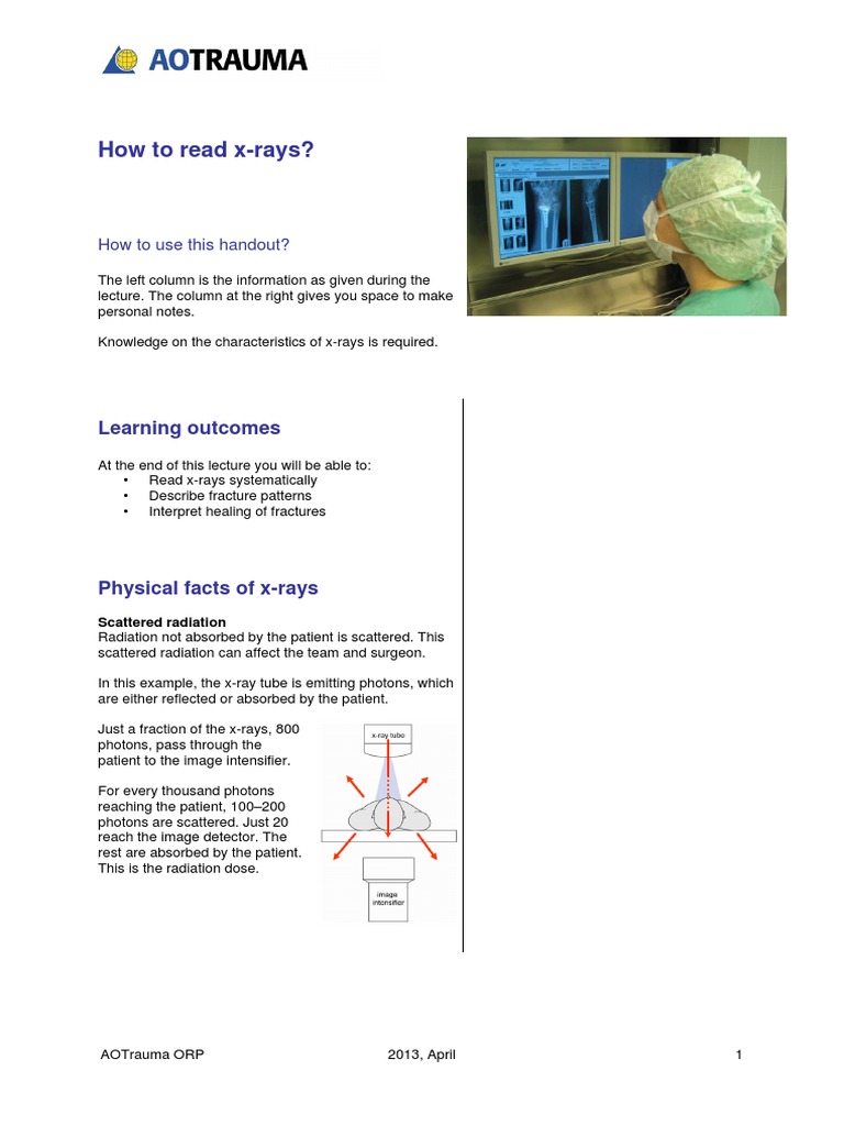 1 - How To Read X-Rays - Handout PDF | PDF | X Ray | Knee