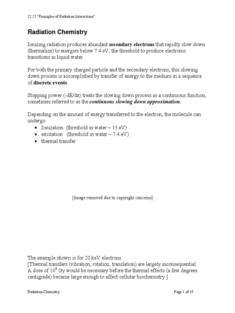 Radiation Chemistry: 22.55 "Principles of Radiation Interactions" | PDF ...
