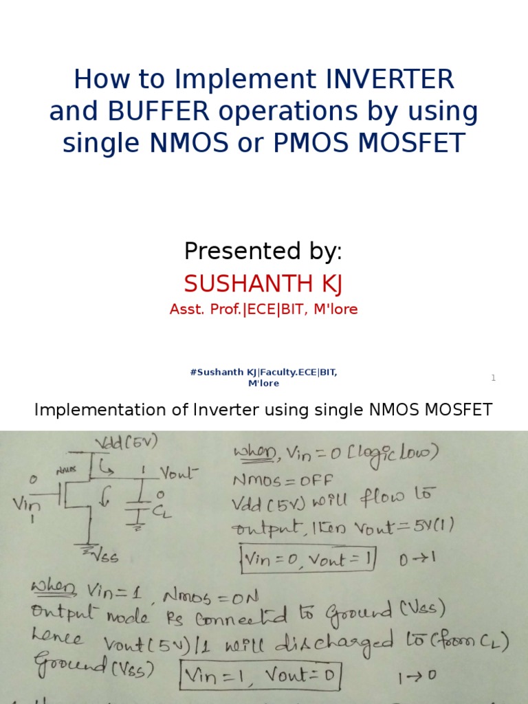 Implementation of INVERTER and BUFFER Operations by Single MOSFET | PDF
