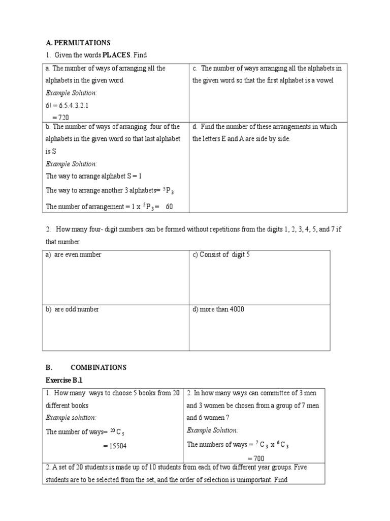 F5 C6 Permutation and Combination | PDF | Alphabet | Teaching Mathematics