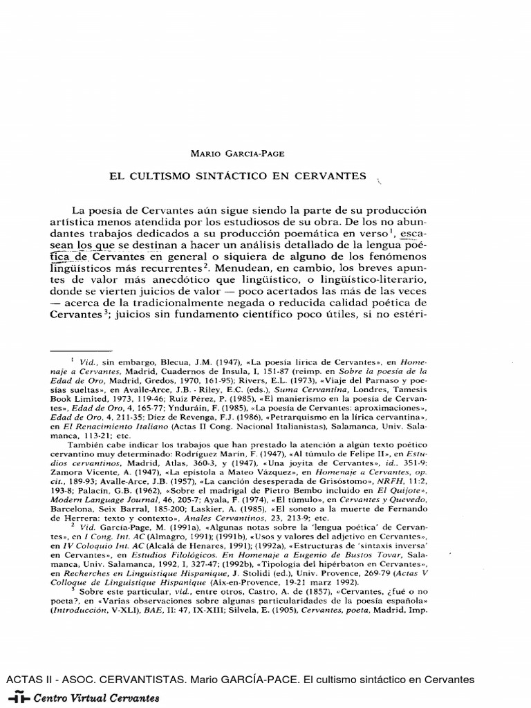 Cultismo Sintáctico Cervantes | PDF | Adjetivo | Miguel De Cervantes