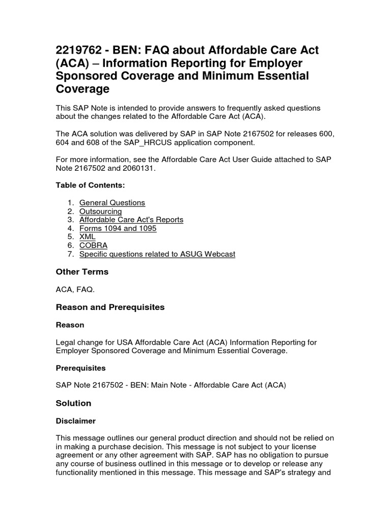 BEN: FAQ About Affordable Care Act (ACA) - Information Reporting For ...