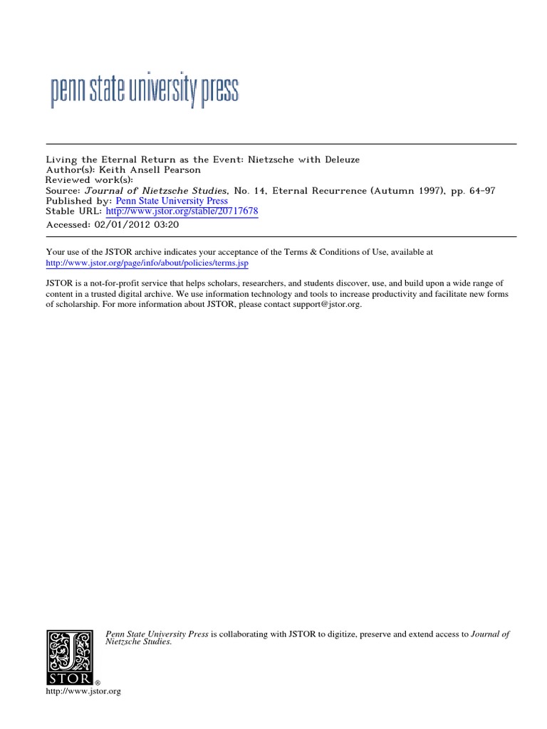 Ansell Pearson K. - Living The Eternal Return As The Event. Nietzsche ...