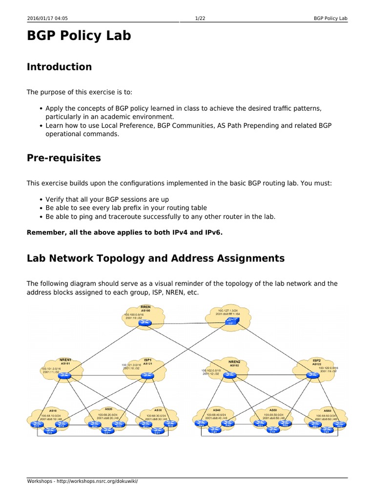 BGP Policy Lab: Remember, All The Above Applies To Both Ipv4 and Ipv6 | PDF | Ip Address | I Pv6