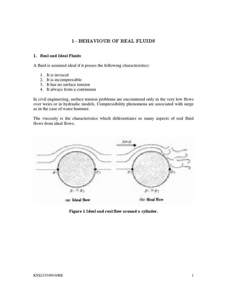 1 - Behaviour of Real Fluids | PDF | Boundary Layer | Fluid Dynamics
