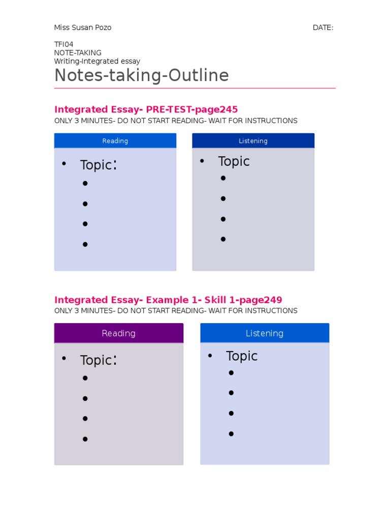 Notes-taking-Outline: - Topic - Topic | PDF