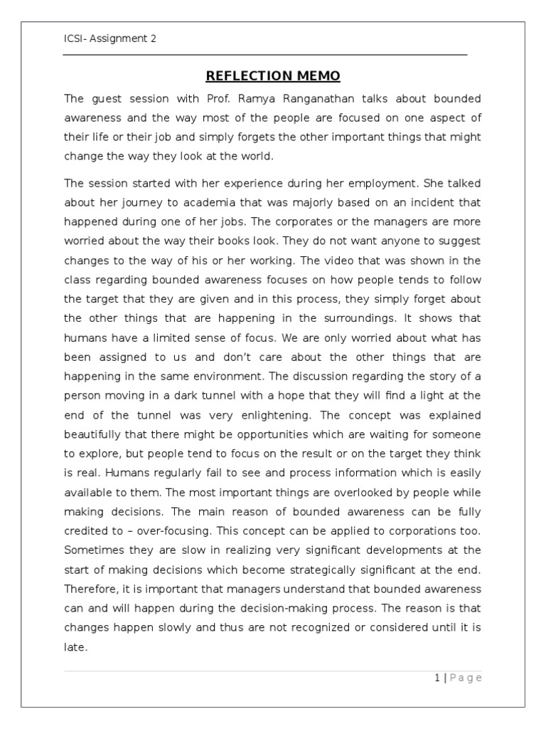 Reflection Memo: ICSI-Assignment 2 | PDF