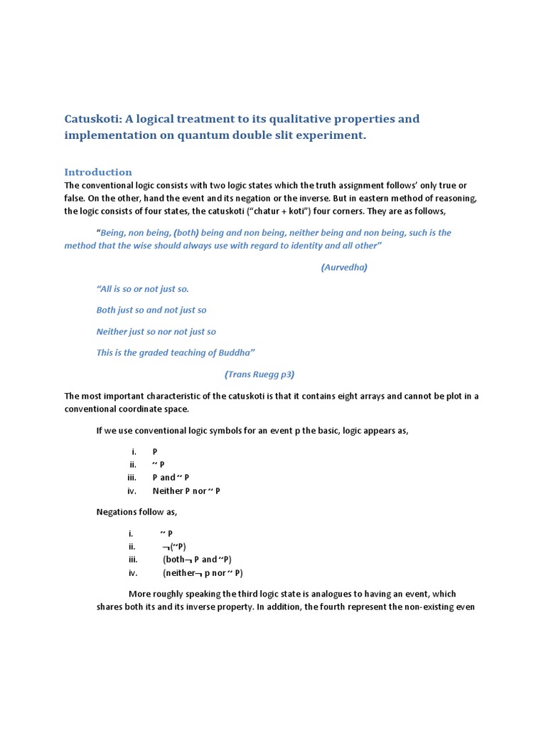 Catuskoti | PDF | Diffraction | Modern Physics