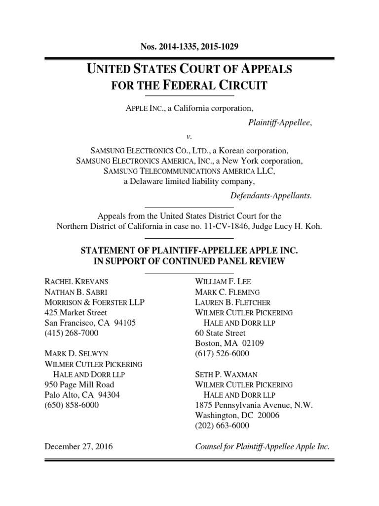 Apple Statement in Support of Continued Panel Review | PDF | Design ...