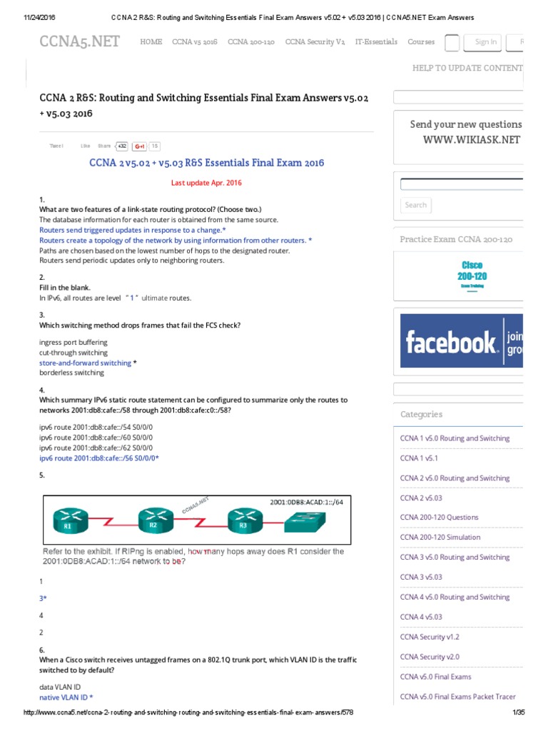 CCNA2 Final | PDF | Ip Address | Router (Computing)