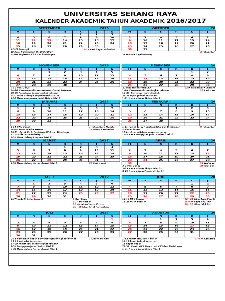 Kalender Akademik Universitas Serang | PDF