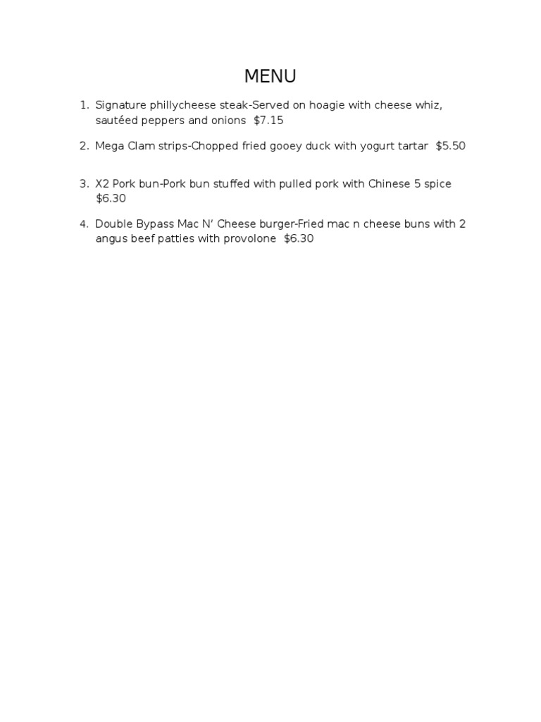 Jas Chronic Cafe-Menu | PDF