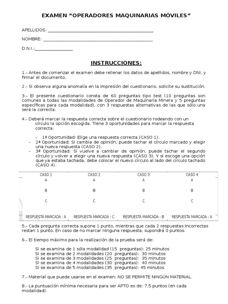 Evaluacion Operadores | PDF | Cuestionario | Licencia de conducir