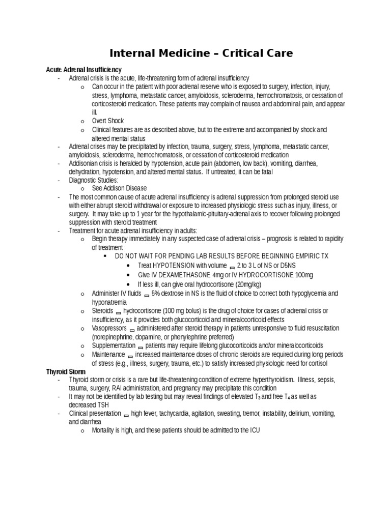 Internal Medicine STUDY GUIDE | PDF | Shock (Circulatory) | Hypoglycemia