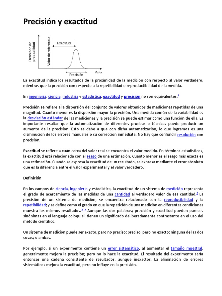 Precisión, Exactitud y Errores | PDF | Exactitud y precisión | Medición