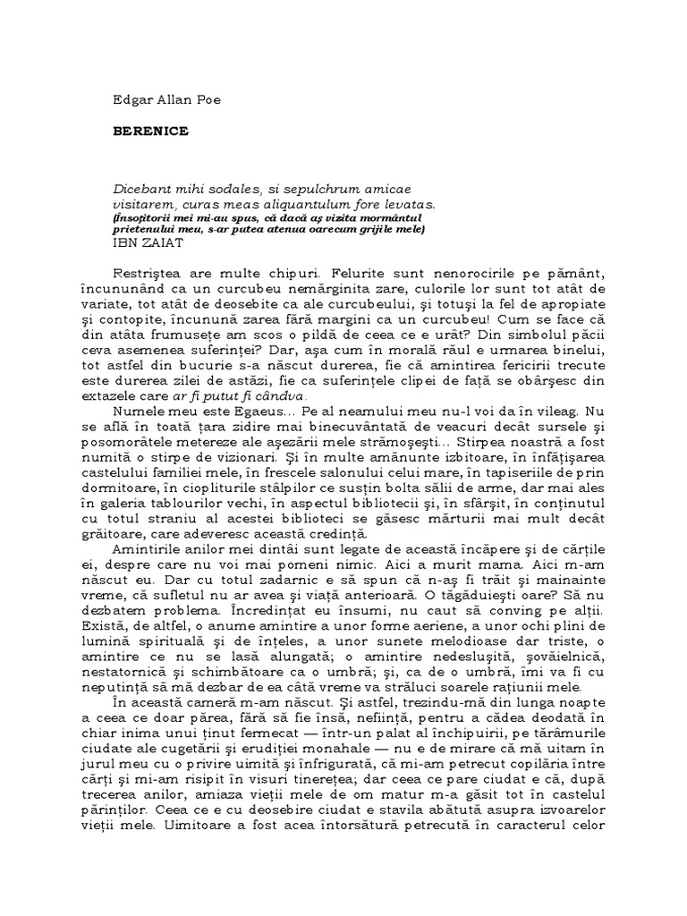 Edgar Allan Poe - Berenice PDF | PDF